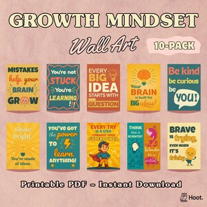Motivational Posters for Kids | Growth Mindset Printable Set | Positive ...