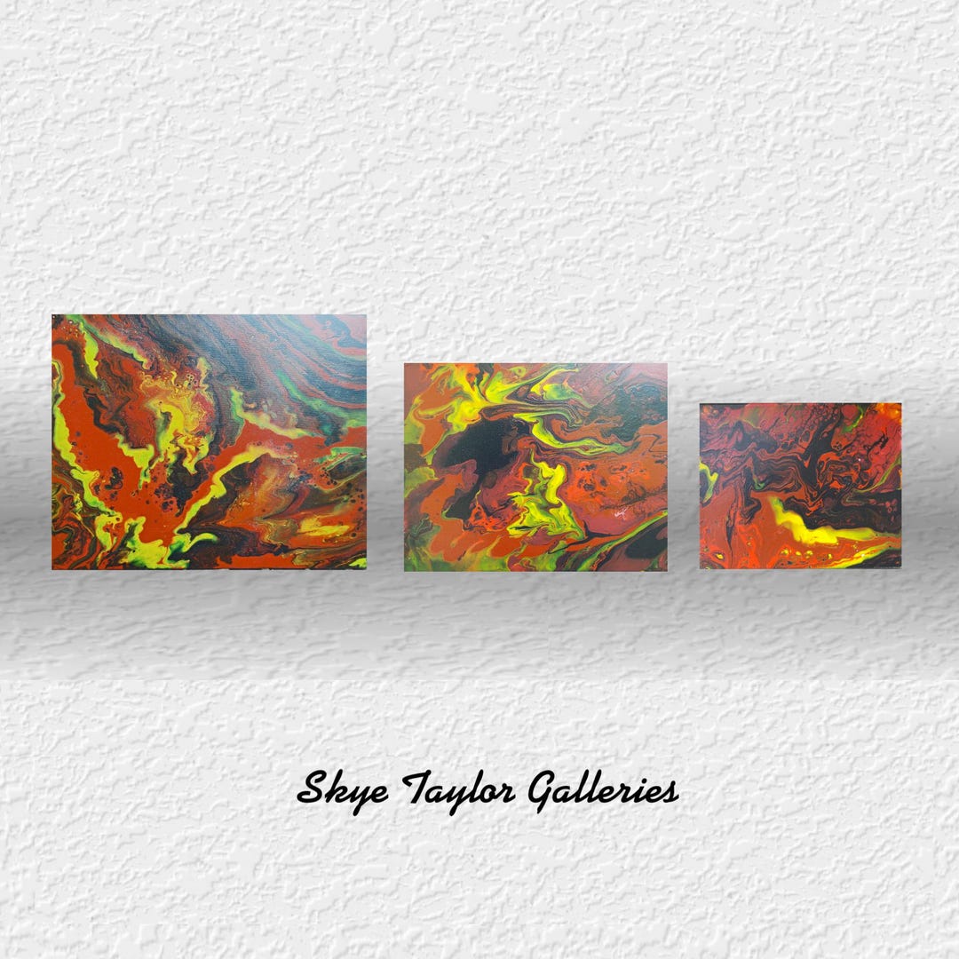 Triptych Abstract - Original Abstract - Acrylic Pour Painting - 3 Panel ...
