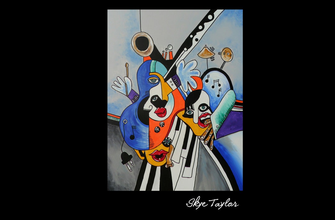 A Abstracts Lover Gift Picasso Style- 40 X 30 - Abstract Music Band ...