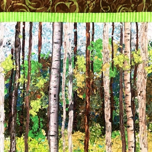 Confetti Landscape Quilt, Quilted Wall Hanging, Fiber Art, Woodland ...
