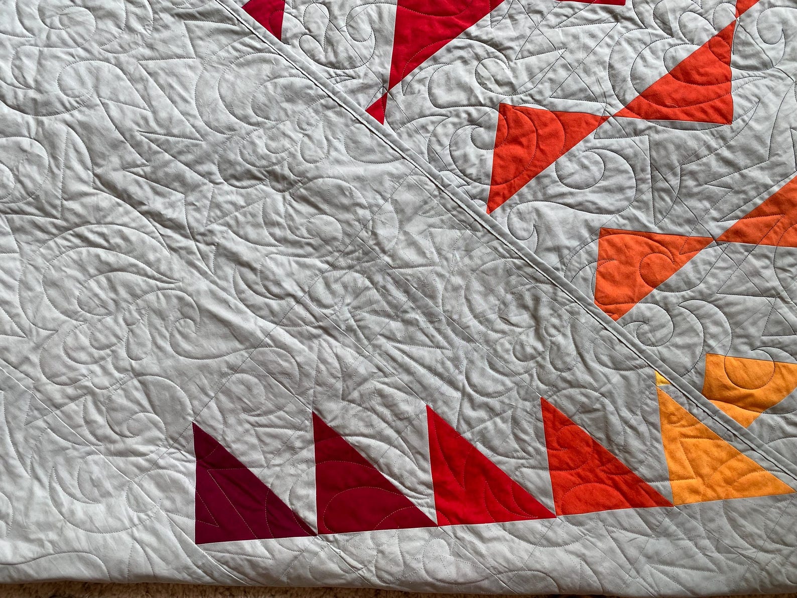 Quilted Lap Throw, Directionally Challenged Flying Geese, Ombre Yellow ...