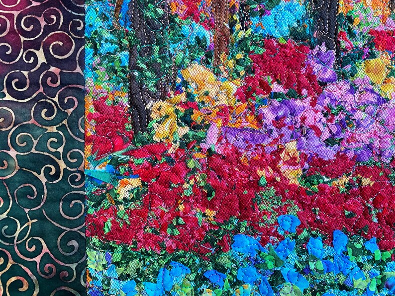Confetti Landscape Quilt, Quilted Wall Hanging, Fiber Art, Woodland ...