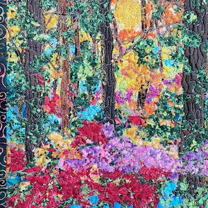 Confetti Landscape Quilt, Quilted Wall Hanging, Fiber Art, Woodland ...