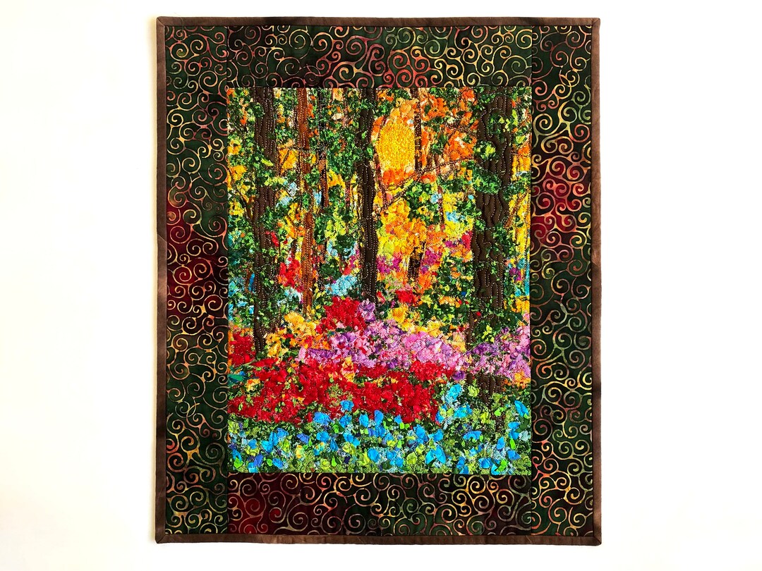 Confetti Landscape Quilt, Quilted Wall Hanging, Fiber Art, Woodland ...