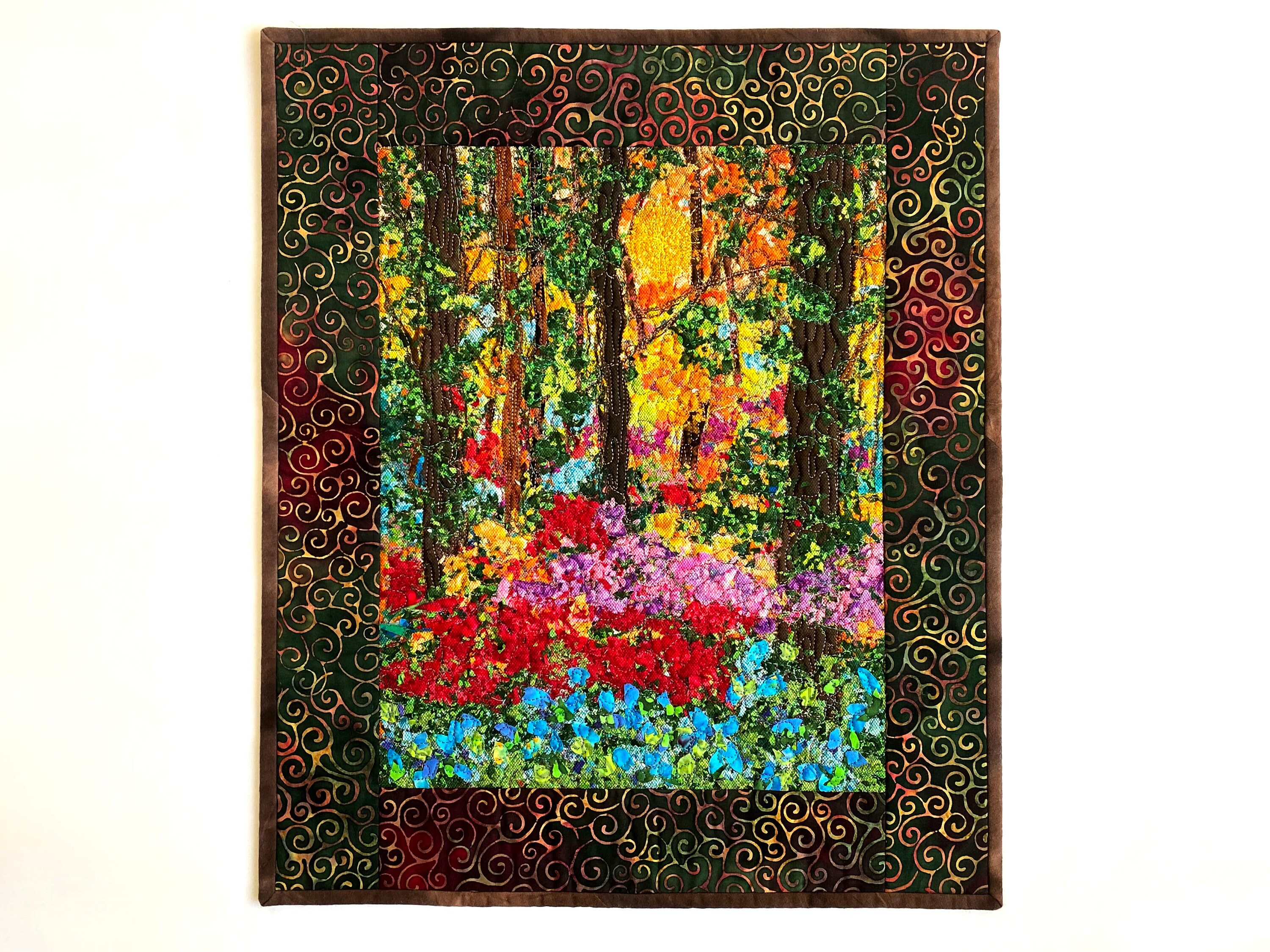 Confetti Landscape Quilt, Quilted Wall Hanging, Fiber Art, Woodland ...