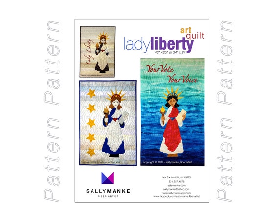Lady Liberty Art Quilt Pattern Red White Blue Original - Etsy