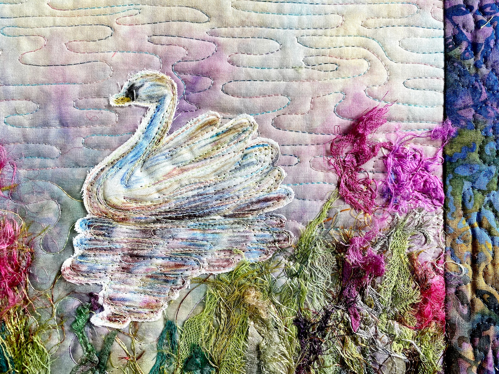 Mute Swan at Marsh Art Quilt Waterscape Quilted Wall - Etsy