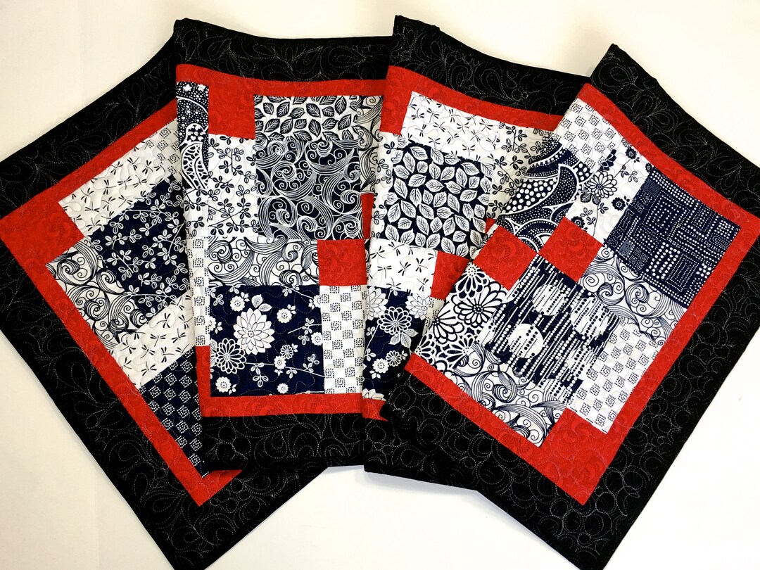 Quilted Table Runner Red White Blue Patchwork Handmade - Etsy