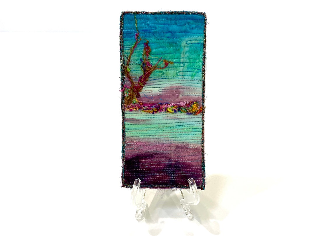 Mini Postcard Style Art Quilt, Sunset Quilted Felted Landscape Fiber ...