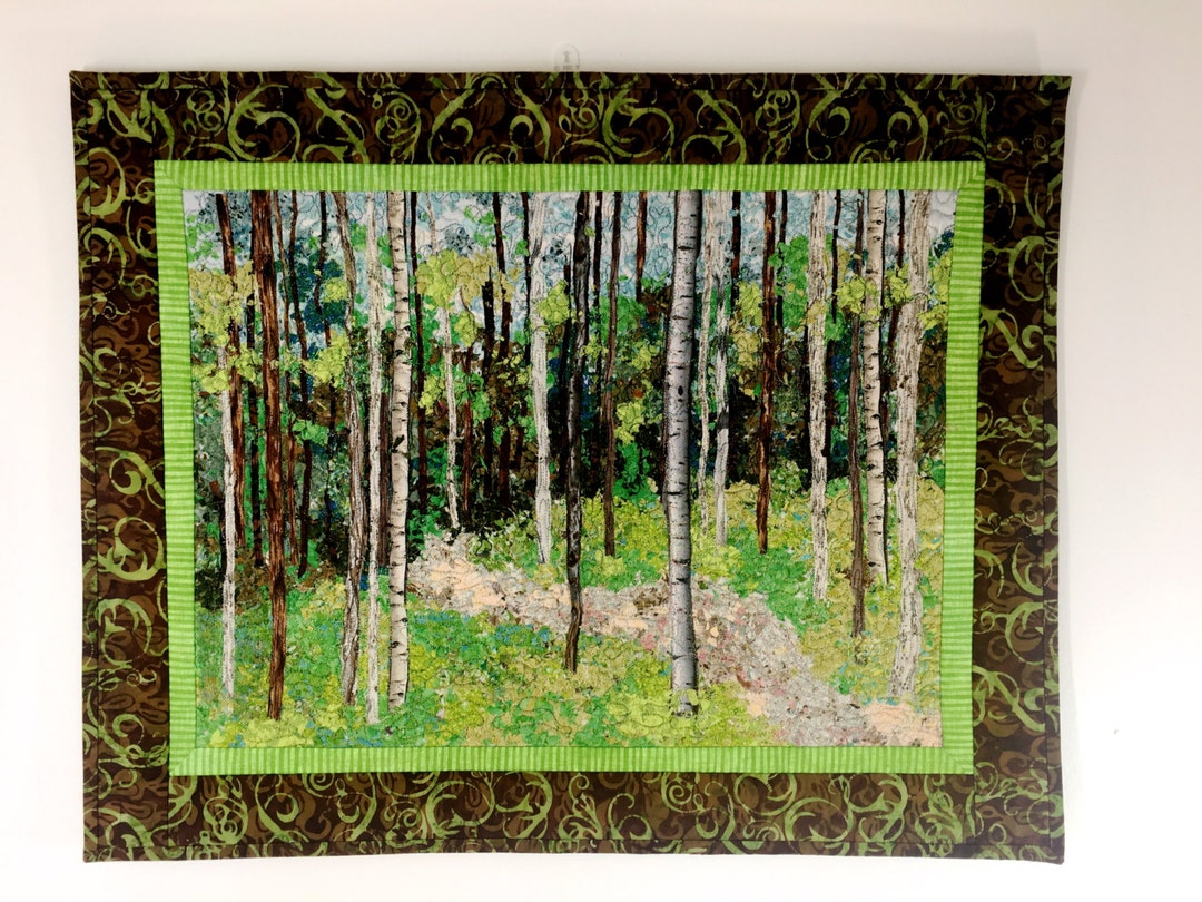 Confetti Landscape Quilt, Quilted Wall Hanging, Fiber Art, Woodland ...