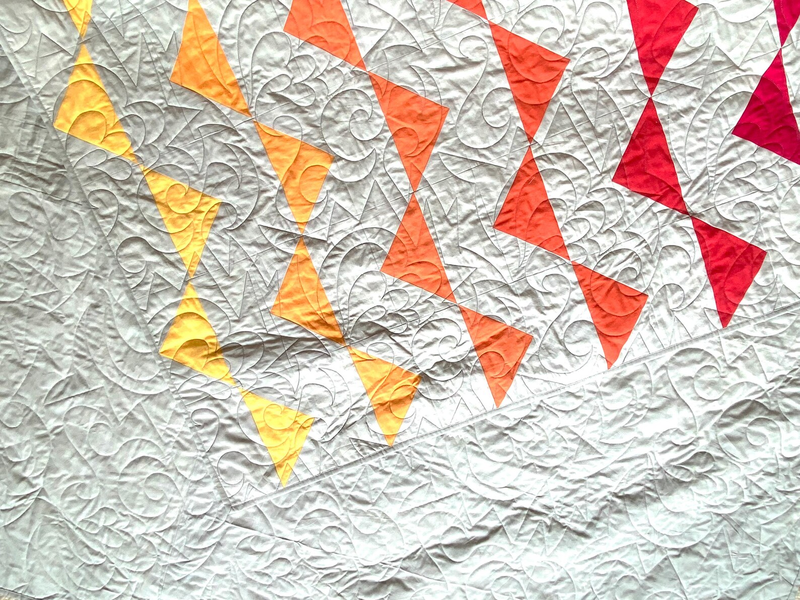 Quilted Lap Throw, Directionally Challenged Flying Geese, Ombre Yellow ...