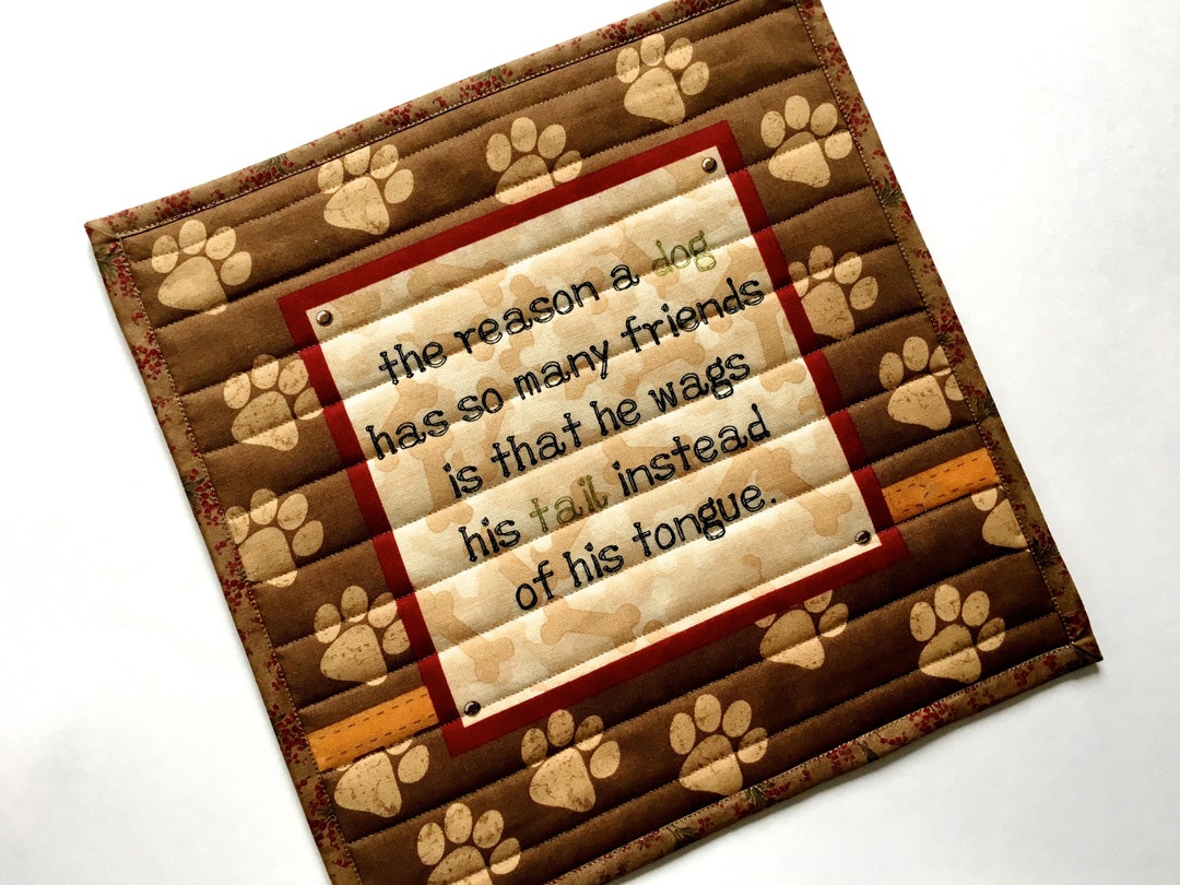 Quilted Wall Hanging, Doggy Table Topper, Canine Fiber Art, Puppy Table ...