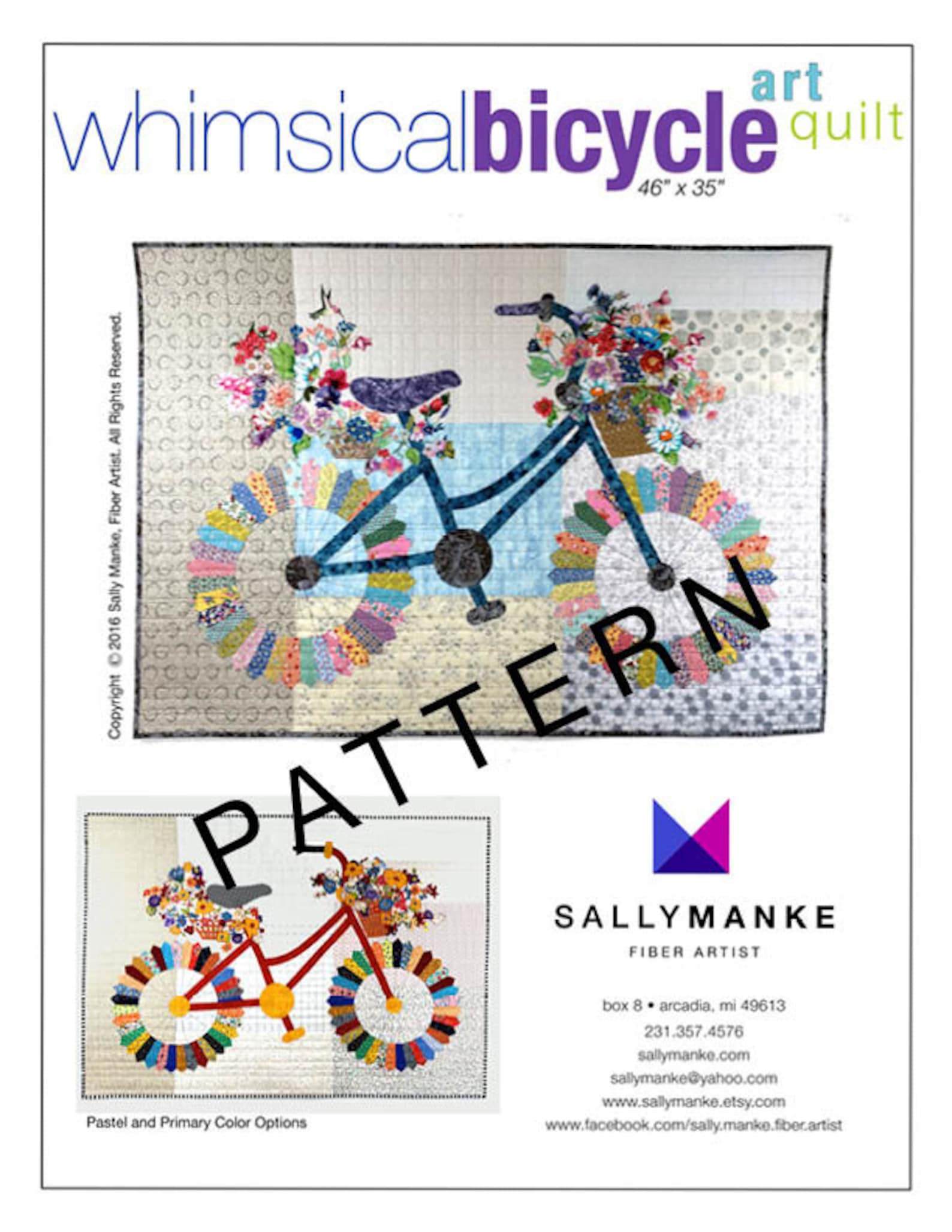 Whimsical Bicycle Art Quilt PATTERN 46 X 35 Immediate - Etsy