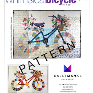 Whimsical Bicycle Art Quilt PATTERN, 46” X 35”, Immediate Shipping ...