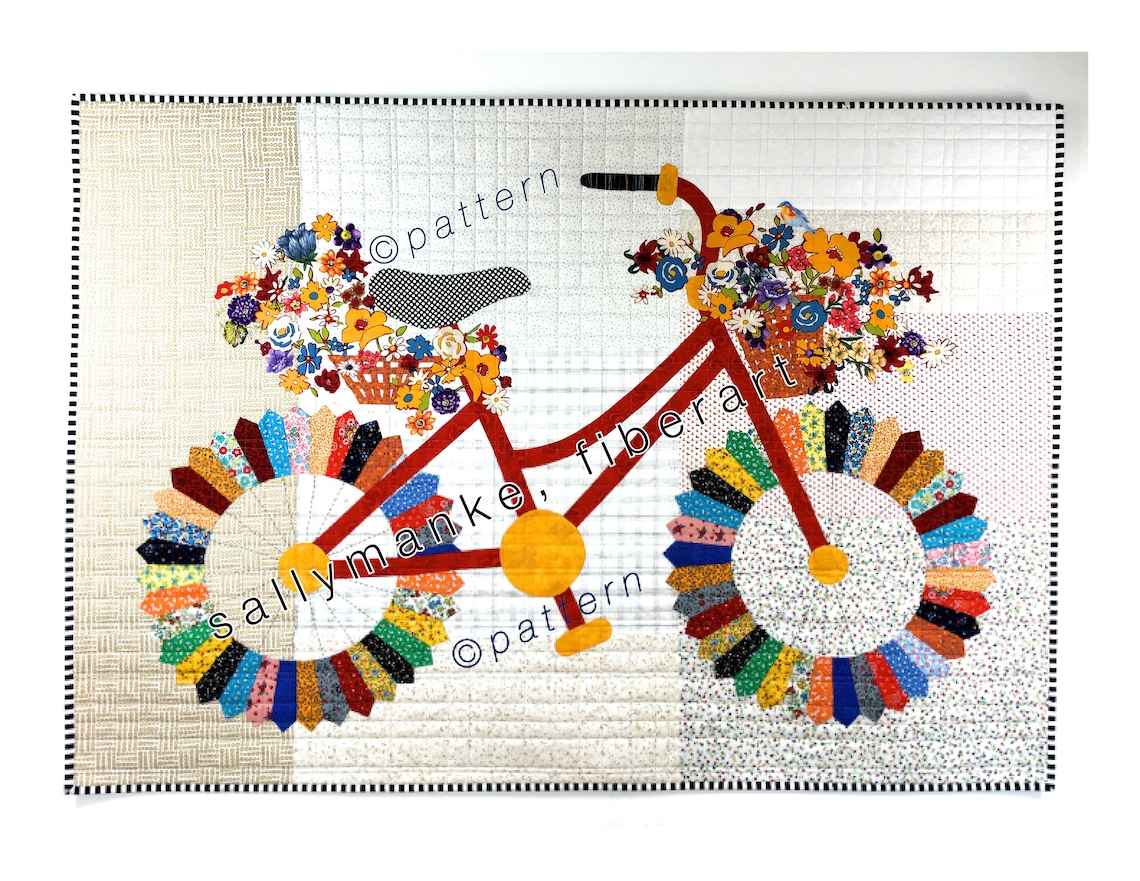 Whimsical Bicycle Art Quilt PATTERN, 46” X 35”, Immediate Shipping ...