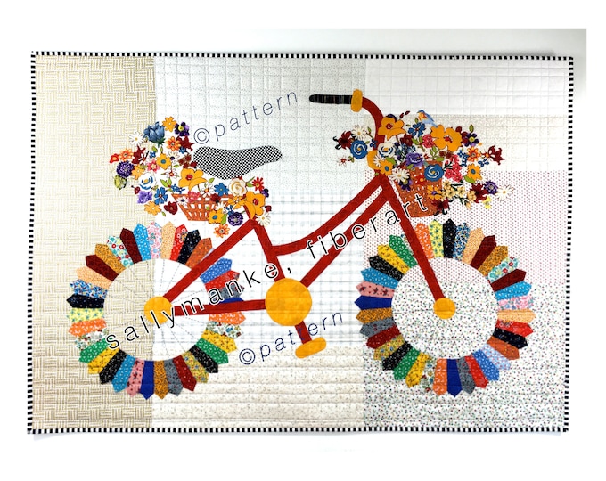 Whimsical Bicycle Art Quilt PATTERN, 46 X 35, Immediate Shipping ...