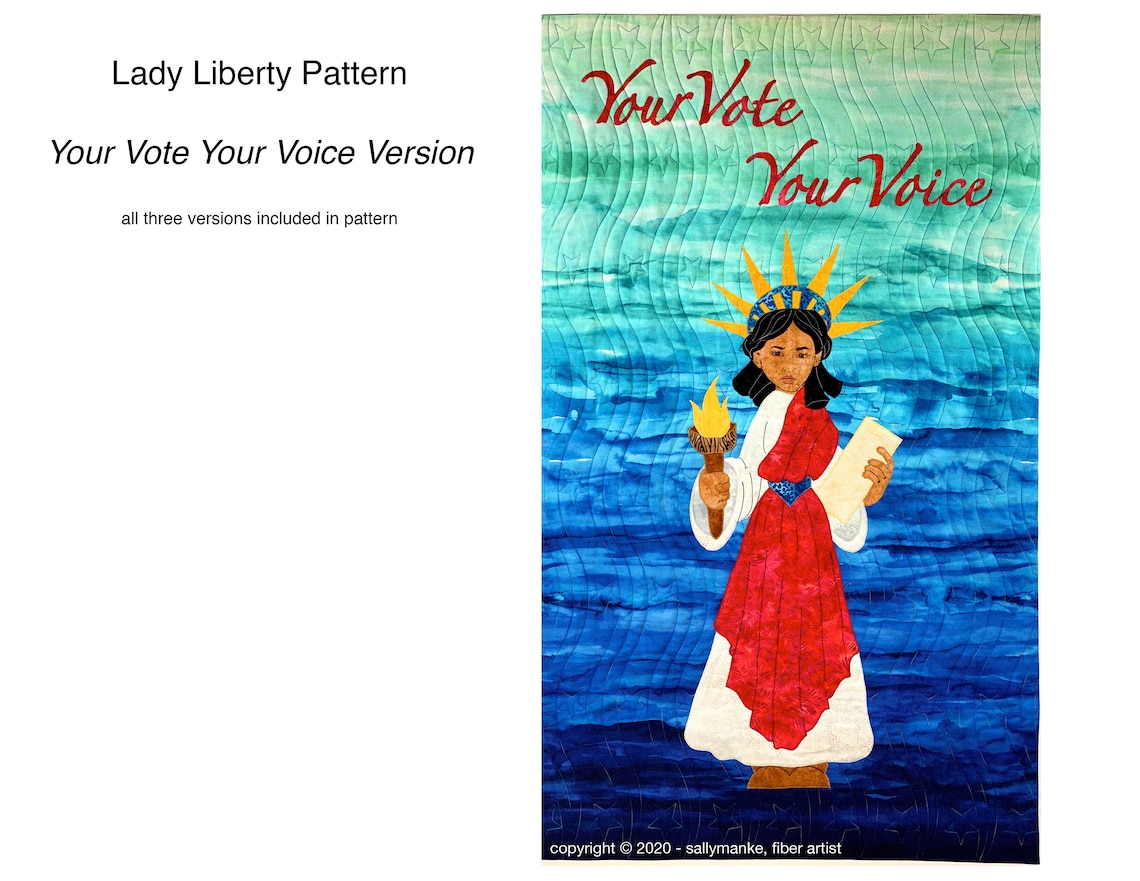 Lady Liberty Art Quilt Pattern Red White Blue Original - Etsy