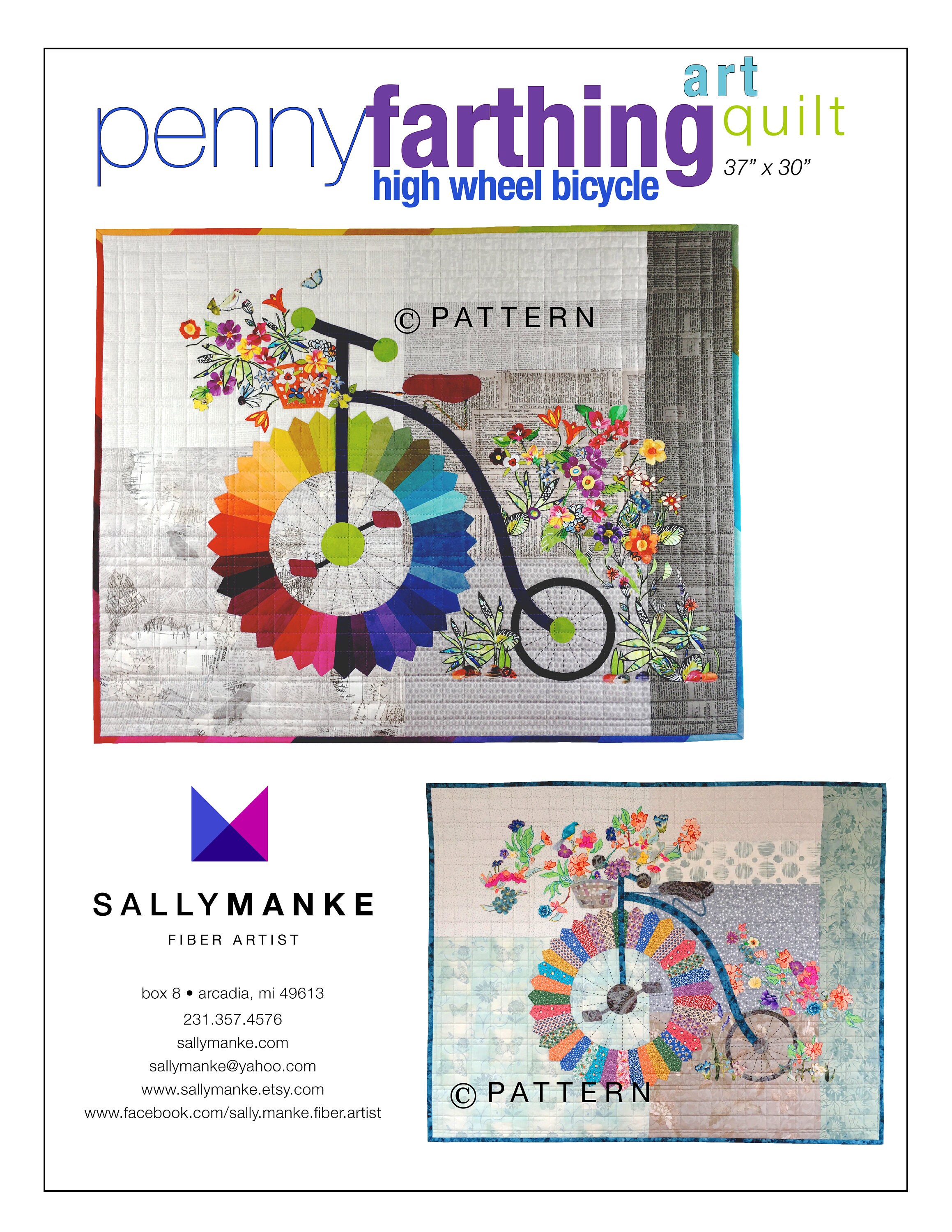 Penny Farthing Bicycle Art Quilt Pattern 37 X 30 High - Etsy Australia