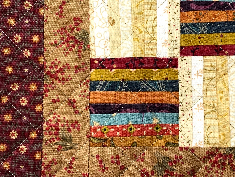 Primitive Patchwork Table Topper in Brown Tones Quilted - Etsy