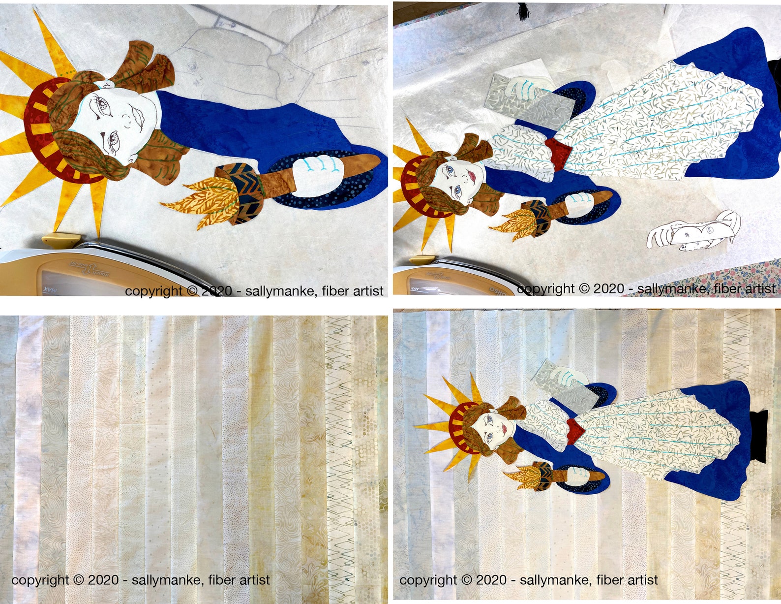 Lady Liberty Art Quilt Pattern Red White Blue Original - Etsy