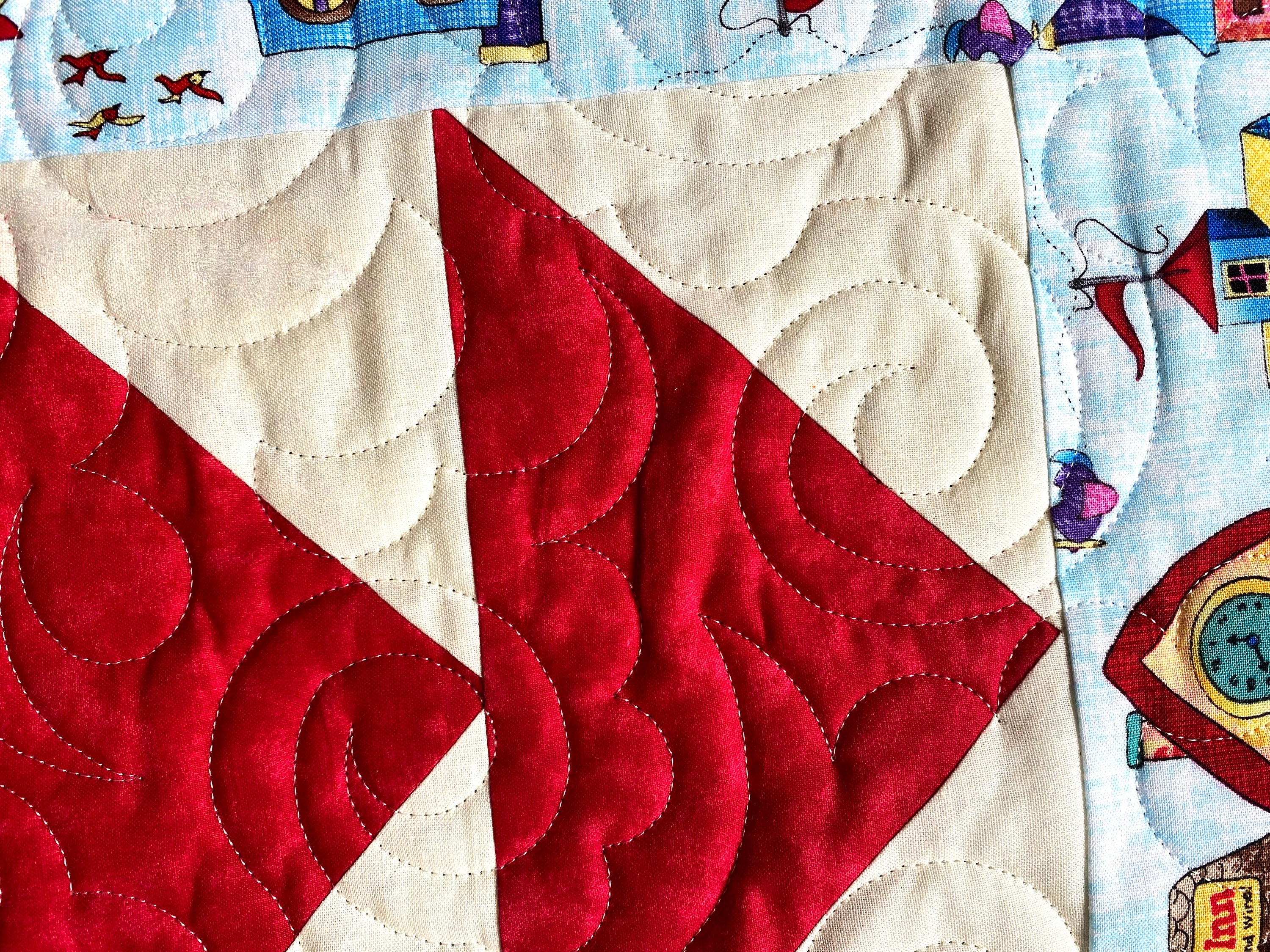 Quilted "it Takes A Village" Table Topper, Flying Geese Patchwork ...