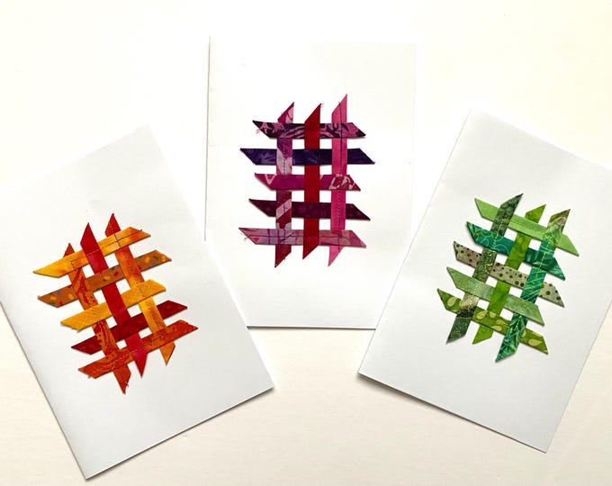 Fiber Art Cards With Envelopes, Handmade Blank Greeting Cards, Set of ...