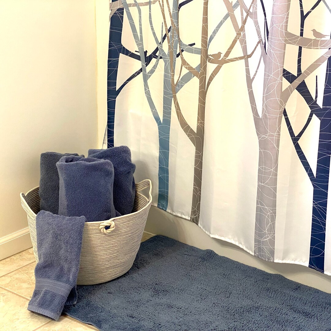 Super Sized Coiled Rope Basket Clutter Catcher, Blue and White ...