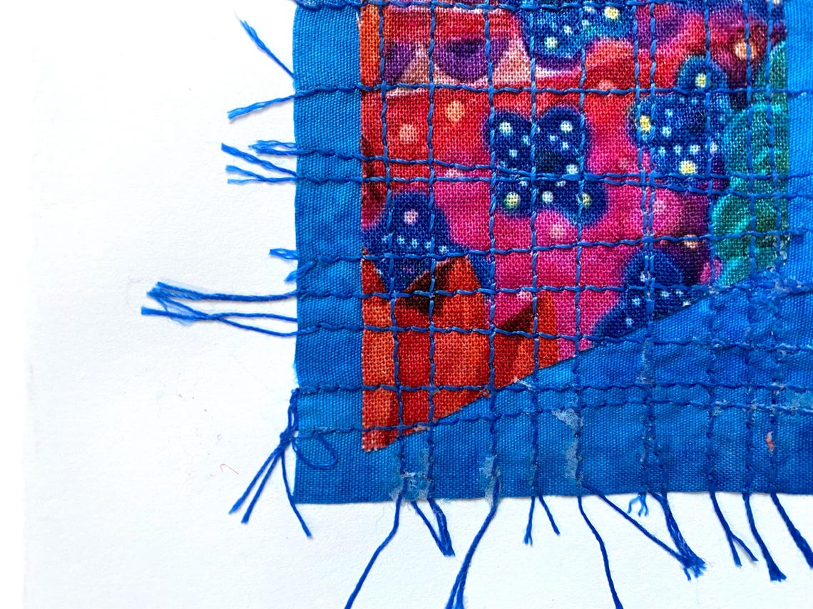 Handmade Fiber Art Greeting Cards, Stitched Cotton and Card Stock, Set ...
