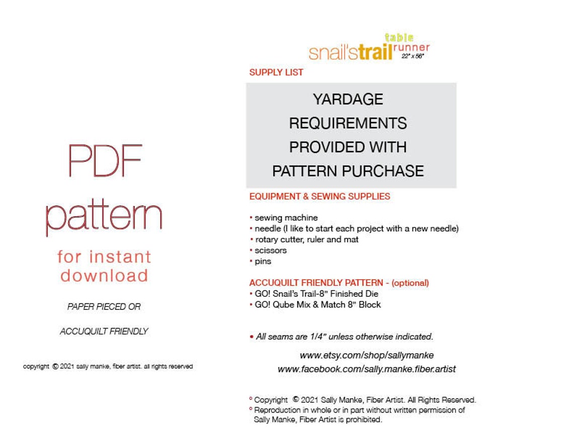 Snail's Trails Pattern PDF DIY Instant Download Original - Etsy
