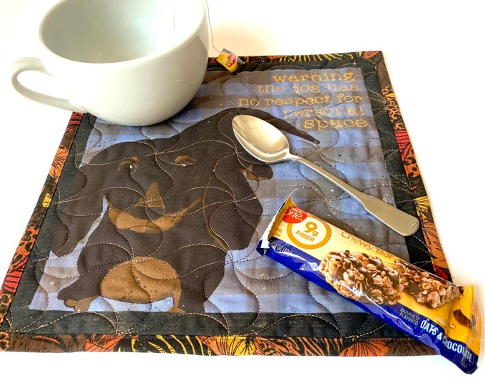 Quilted Dog Lovers Mug Rugs, Mini Quilt Placemat, Dachshund Coaster BFF ...