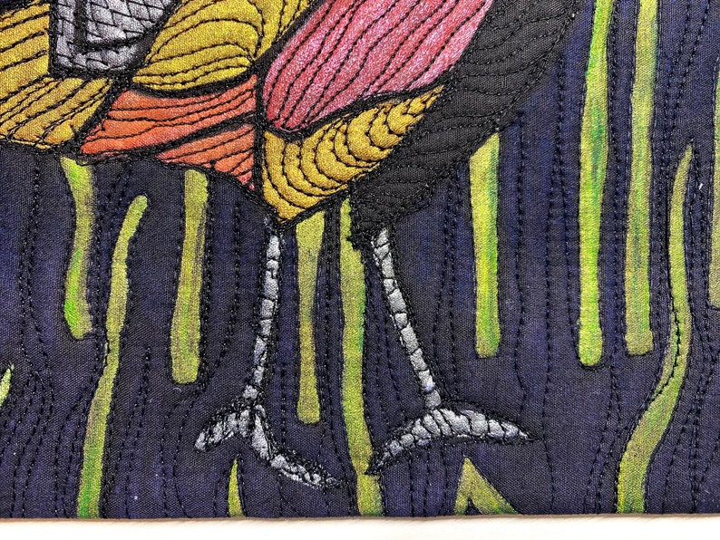 Ring-necked Pheasant Art Quilt, 10 X 15 Inches, Quilted Painted Mixed ...