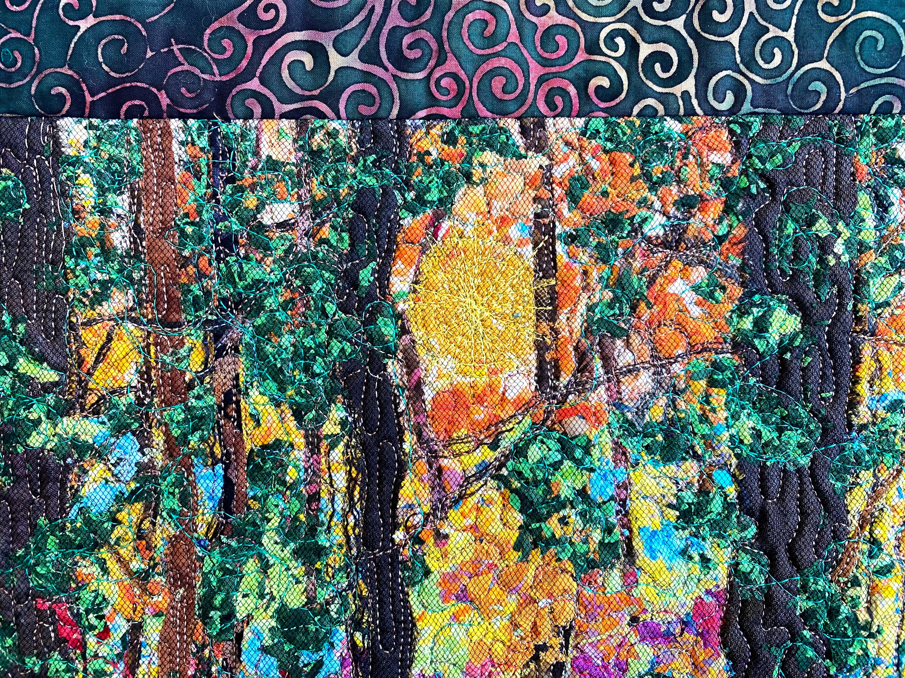 Confetti Landscape Quilt, Quilted Wall Hanging, Fiber Art, Woodland ...