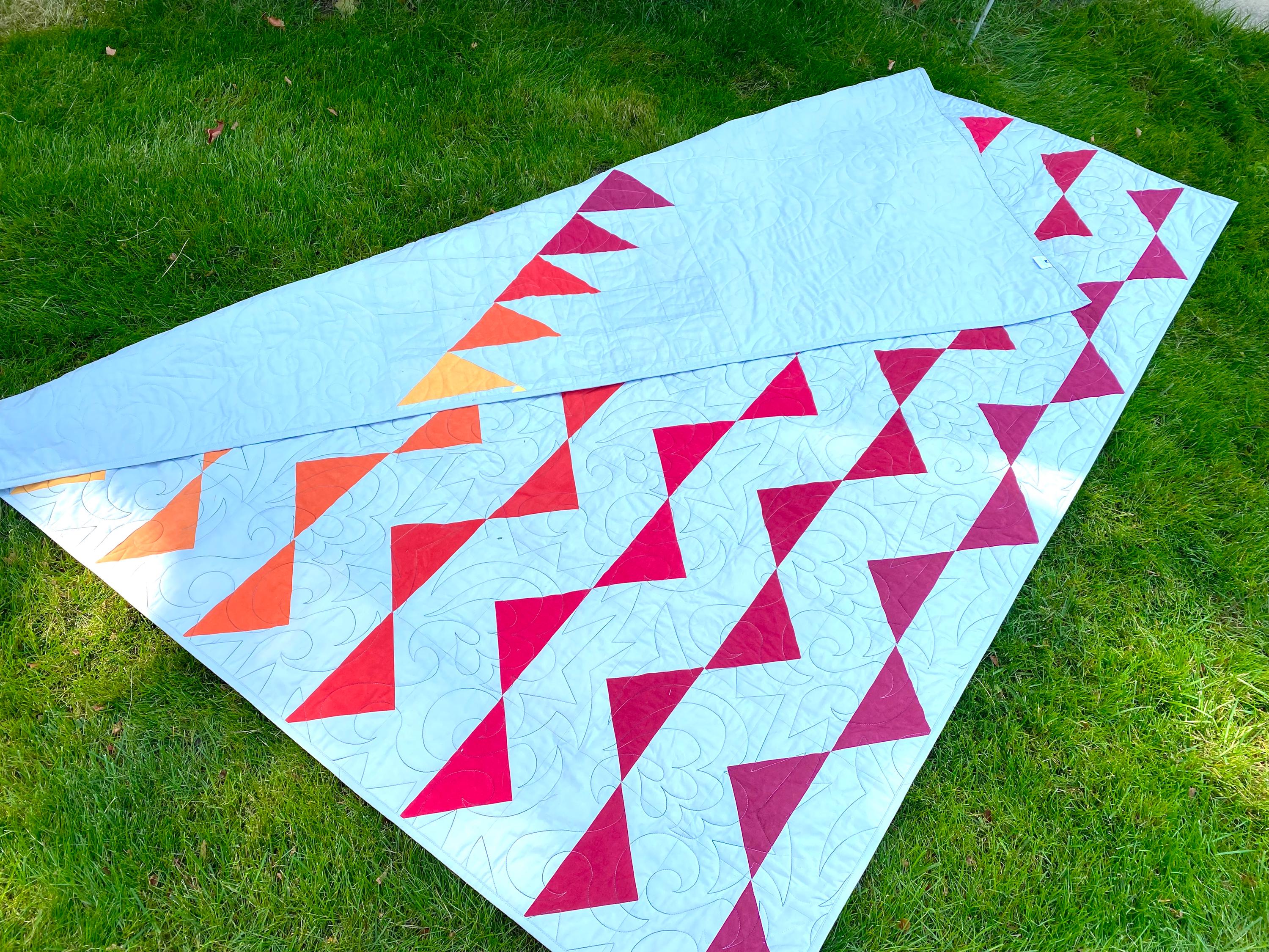 Quilted Lap Throw, Directionally Challenged Flying Geese, Ombre Yellow ...