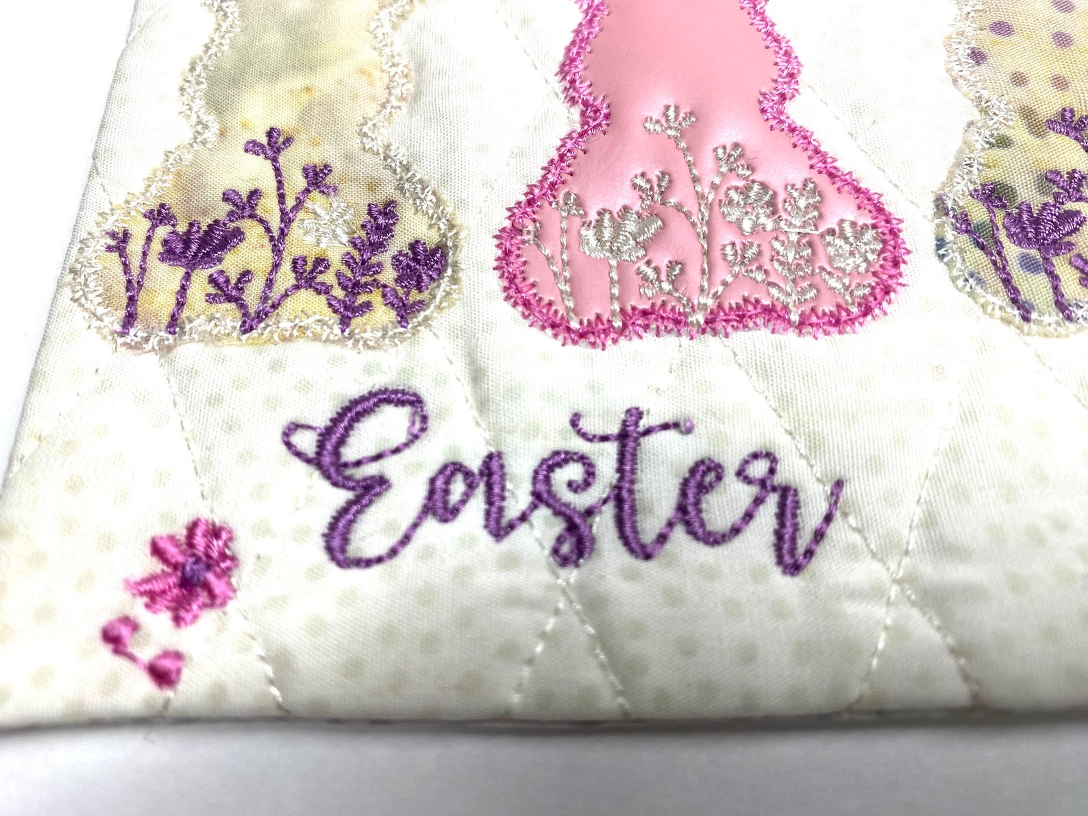 Happy Easter Embroidered Quilted Mug Rug Mini Quilt Placemat - Etsy