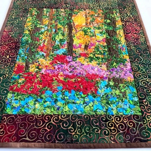 Confetti Landscape Quilt, Quilted Wall Hanging, Fiber Art, Woodland ...