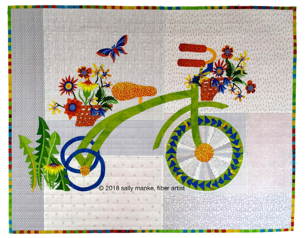 Whimsical Trike Art Quilt Pattern, 36” X 28” Tricycle, Original Wall ...
