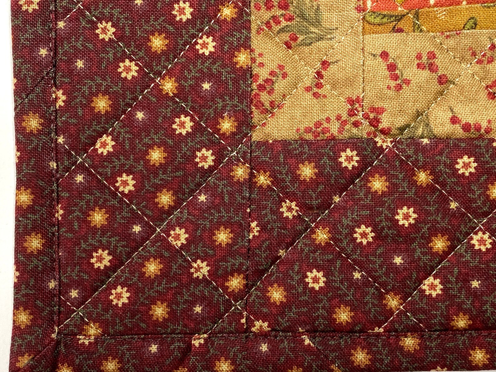 Primitive Patchwork Table Topper in Brown Tones Quilted - Etsy