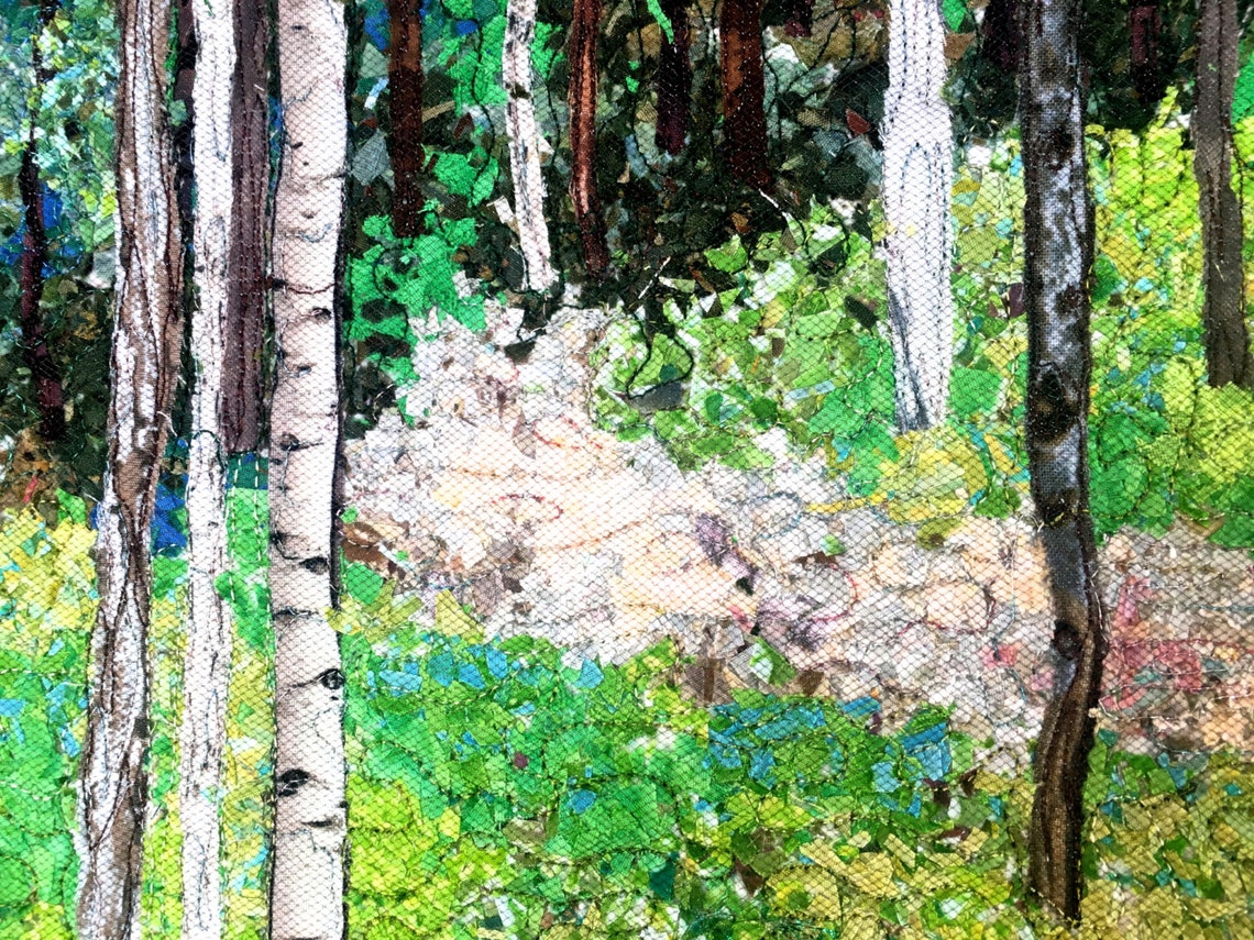 Confetti Landscape Quilt, Quilted Wall Hanging, Fiber Art, Woodland ...