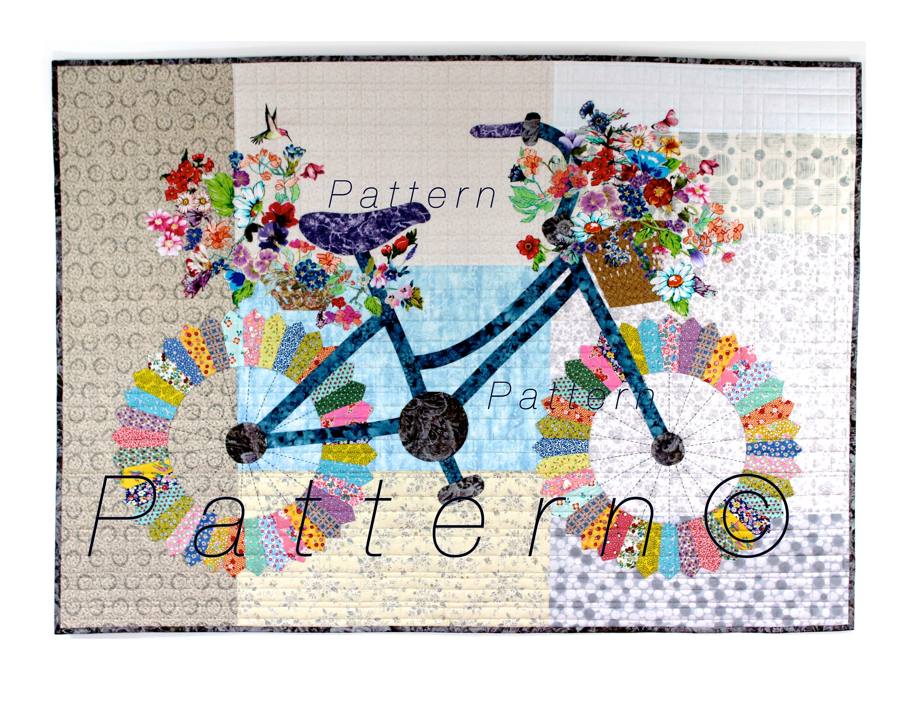 Whimsical Bicycle Art Quilt PATTERN, 46” X 35”, Immediate Shipping ...