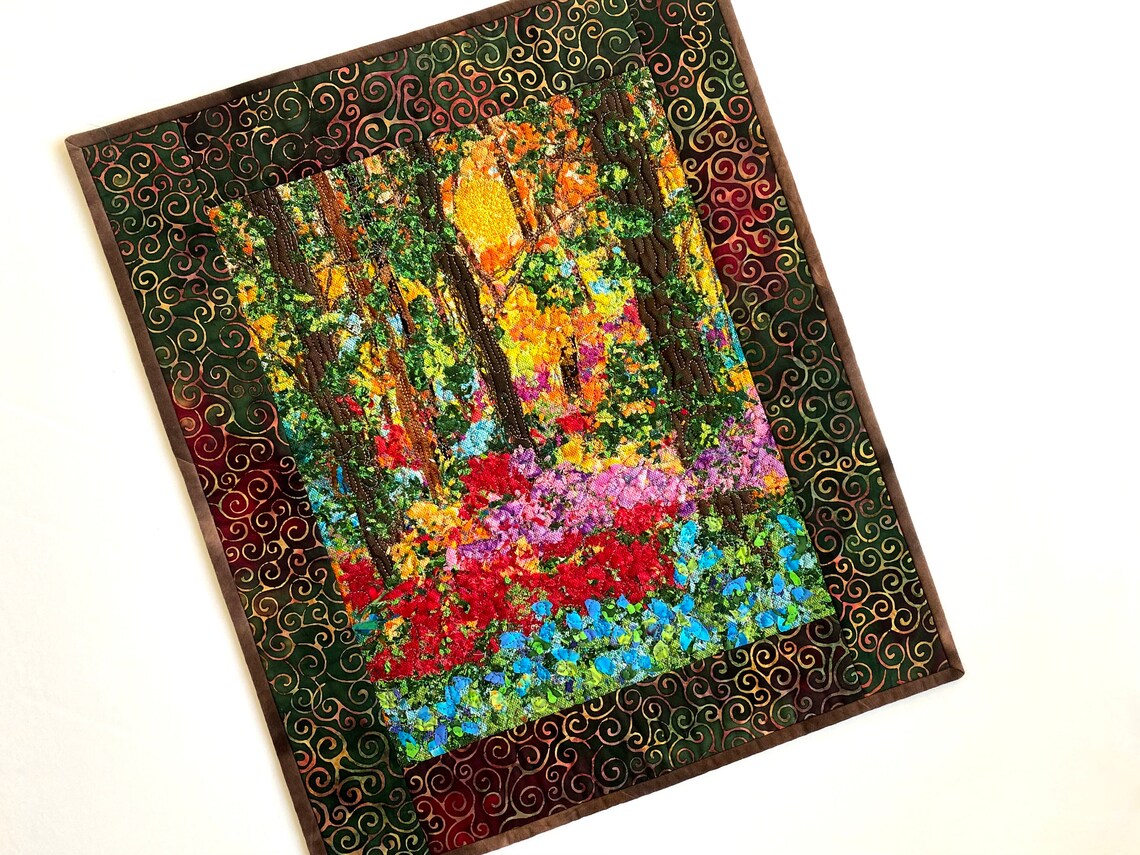 Confetti Landscape Quilt, Quilted Wall Hanging, Fiber Art, Woodland ...