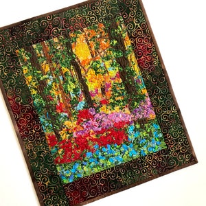 Confetti Landscape Quilt, Quilted Wall Hanging, Fiber Art, Woodland ...