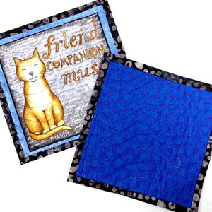 Handmade Cat 8 X 8 Inch Mug Rugs, Quilted Kitty Themed Mini Quilts ...
