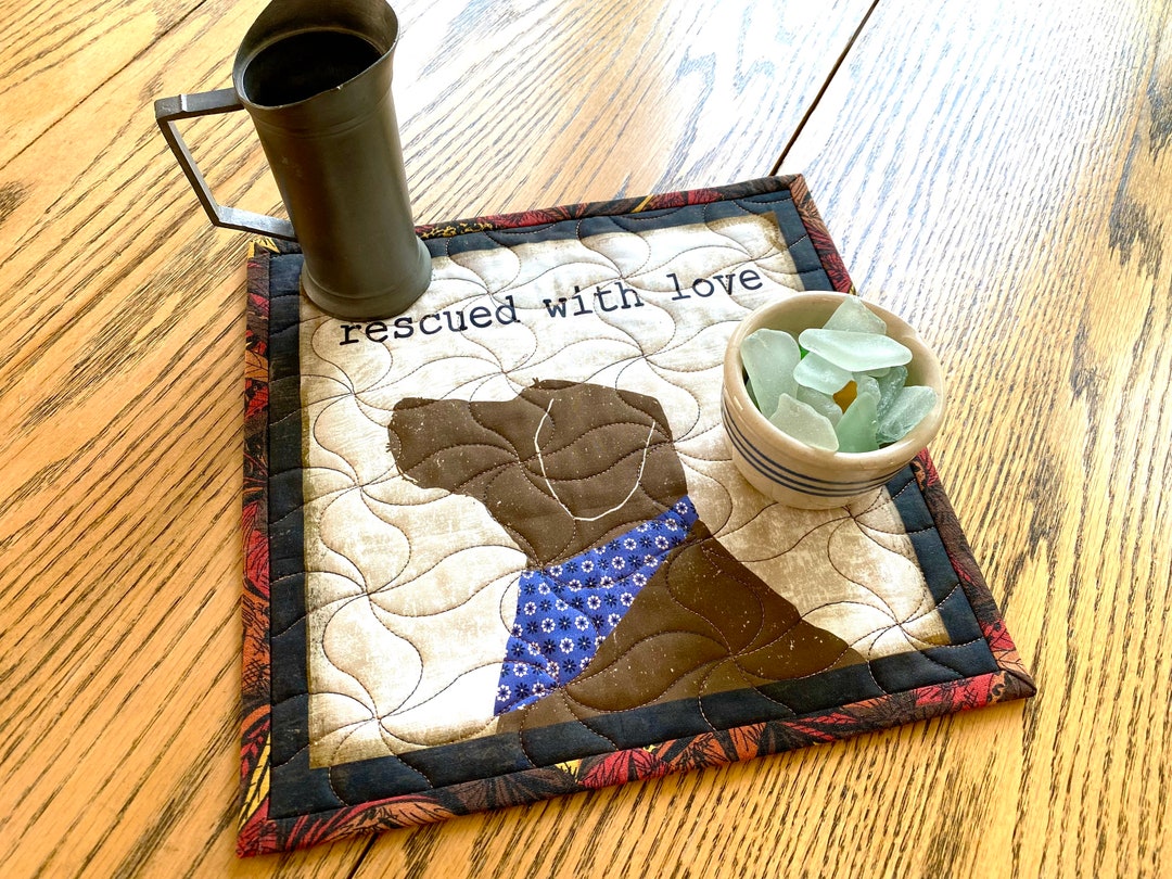 Quilted Labrador Lovers Mug Rugs, Canine Coaster BFF Gift, Mini Quilt ...