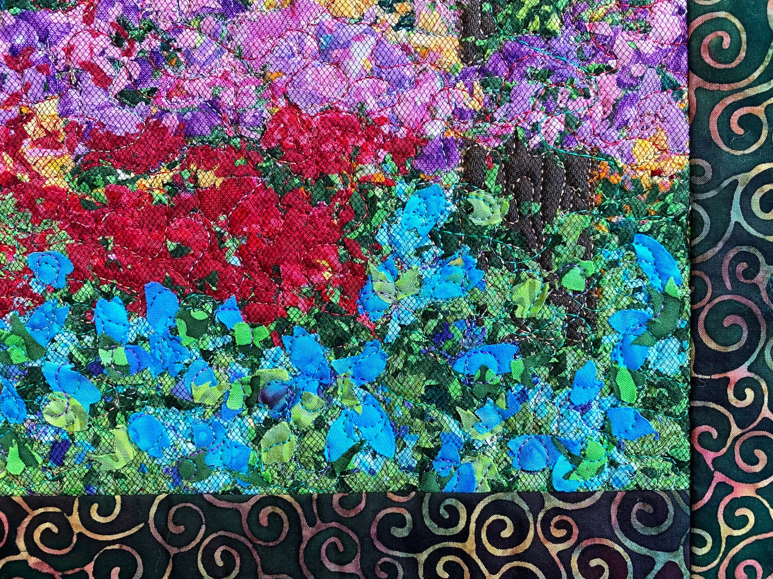 Confetti Landscape Quilt, Quilted Wall Hanging, Fiber Art, Woodland ...