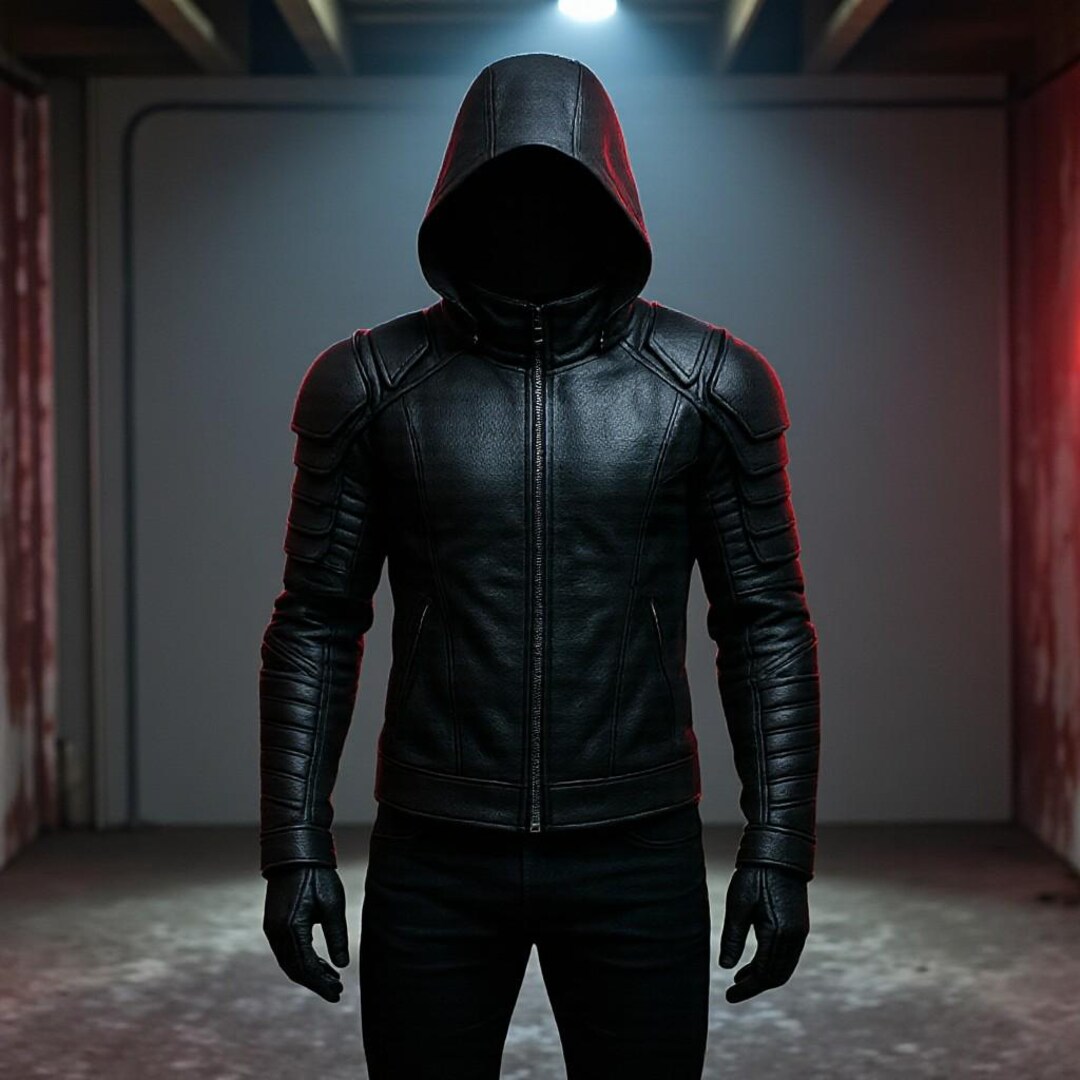 Men’s Futuristic Black Hooded Leather Jacket | Tactical Assassin ...