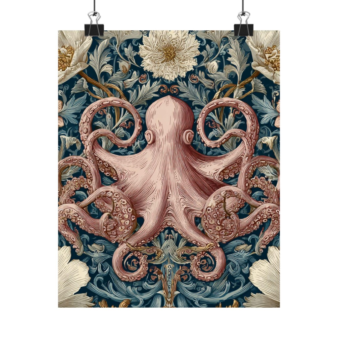 William Morris Octopus Art Poster: Nautical Ocean Wall Decor - Etsy