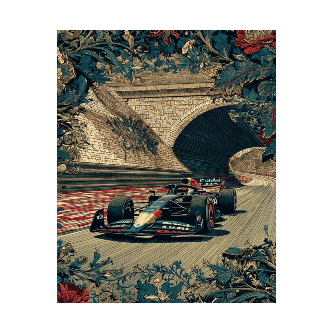 Retro Formula Race in William Morris Poster, Monaco Street Poster - Etsy