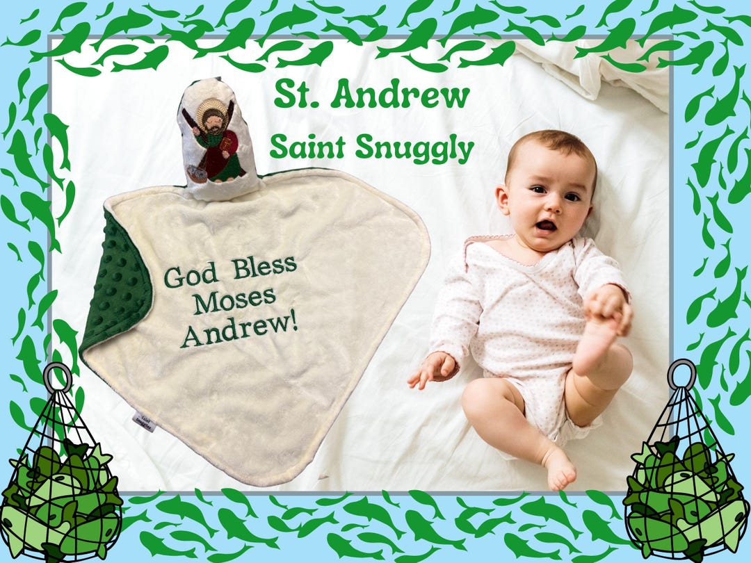 St. Andrew Saint Snuggly: Minky Fleece Baby Blanket, Catholic Gift ...