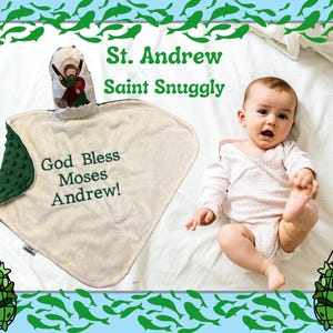 St. Andrew Saint Snuggly: Minky Fleece Baby Blanket, Catholic Gift ...