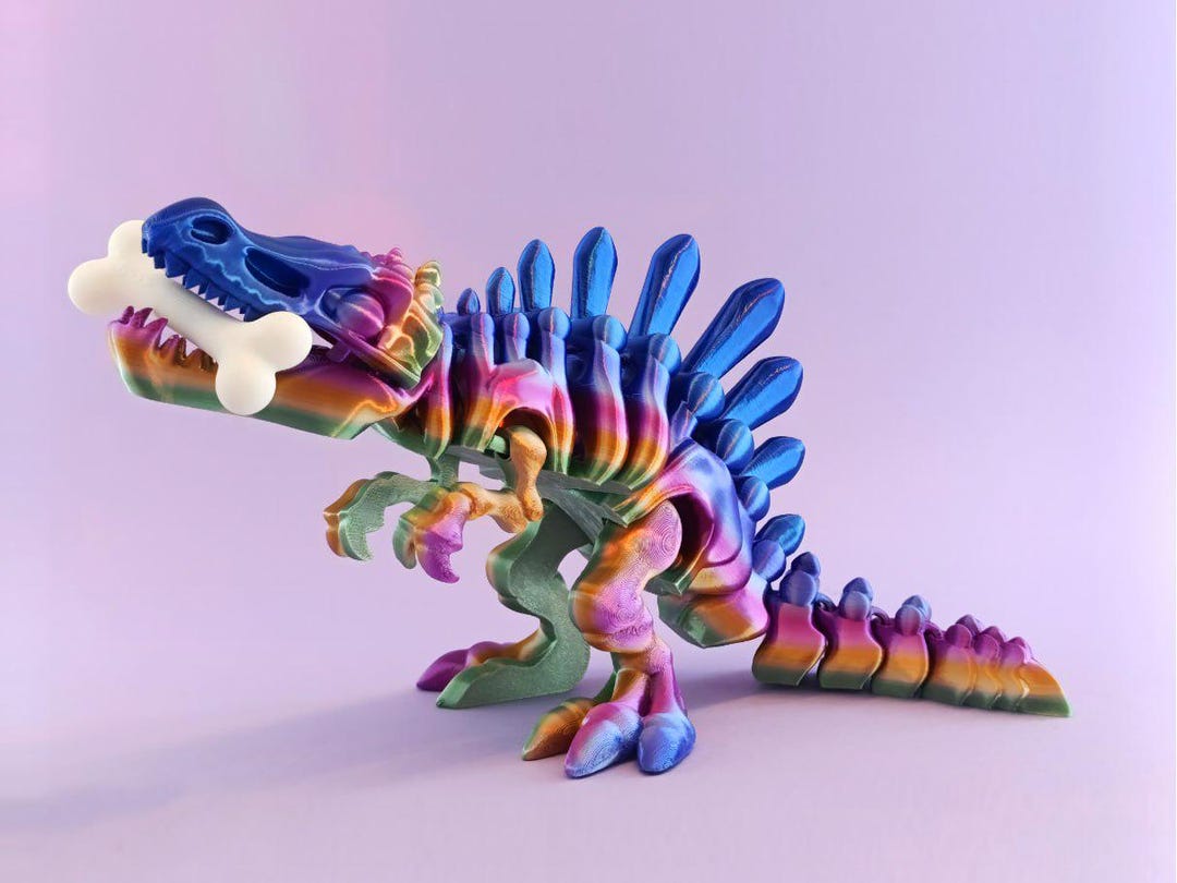 Dinosaur STL File | 3D Printing Colorful Dino Figurine With Bone ...